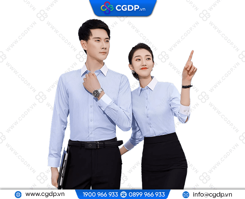 Mẫu áo sơ mi đồng phục văn phòng nam nữ SKU 102